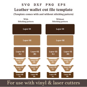 Leather Laser Cut Wallets Svg, 9 Pocket Bifold 6 Set Wallet Svg Pattern ...