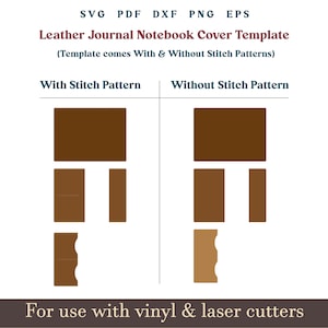 Leather Journal Cover Template SVG, Leather Notebook Cover PDF Pattern ...