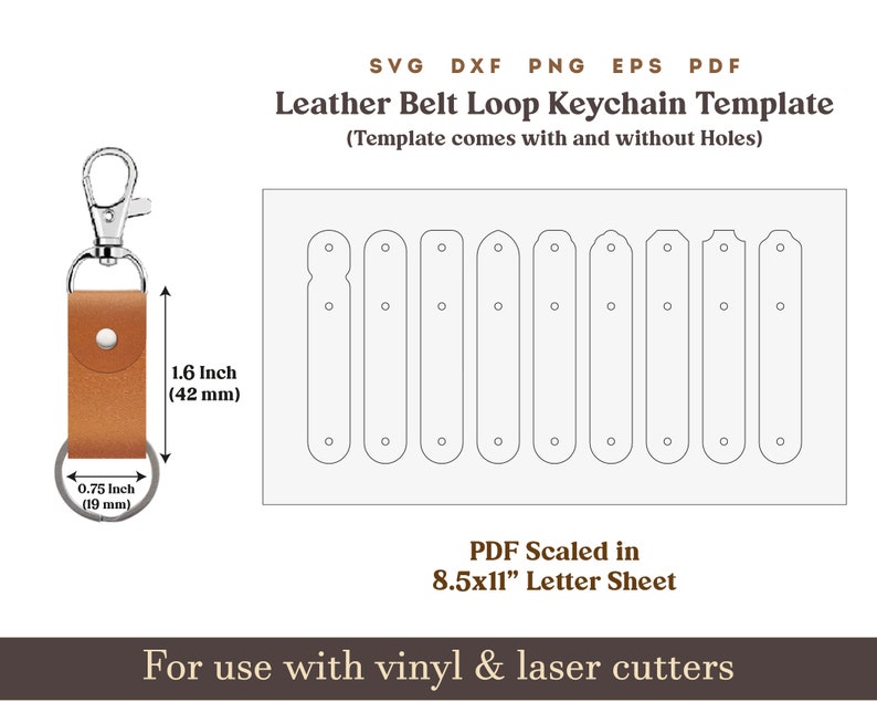 Leather Belt Loop Keychain Holder SVG Template, Leather Key Chain SVG ...