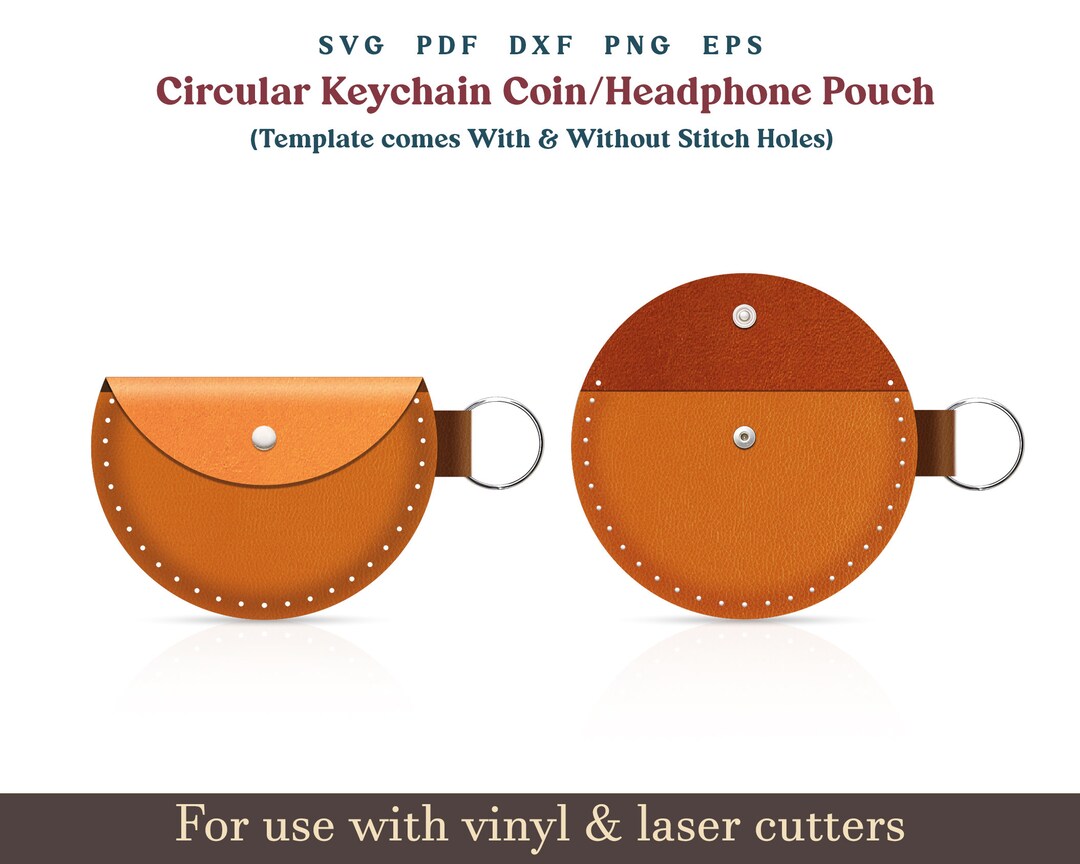 Coin Purse Svg, Leather Keychain SVG, Mini Compact Circular Coin Pouch ...