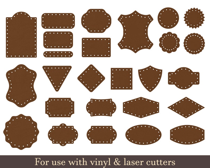 Leather Tags Cutting Template SVG, Faux Leather Labels, Patches Pattern ...