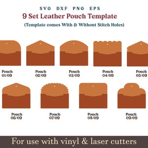 Compact Leather Pouches Svg, 9 Set Pouch Bundle Svg, Pouch Wallet Svg ...