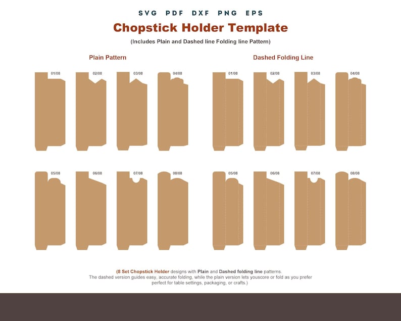 Chopstick Holder Template SVG, Chopsticks Sleeve, PDF Pattern ...