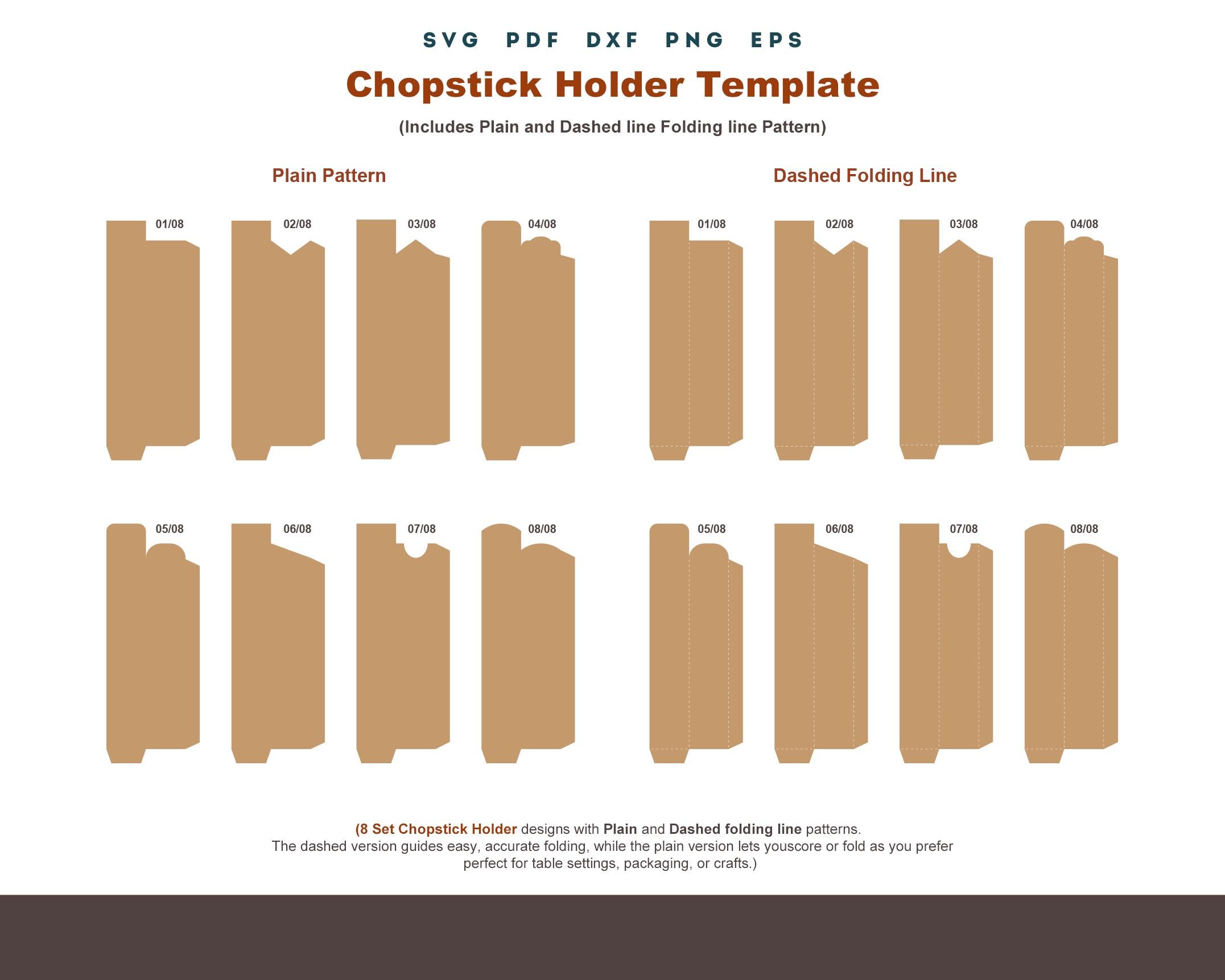 Chopstick Holder Template SVG, Chopsticks Sleeve, PDF Pattern ...