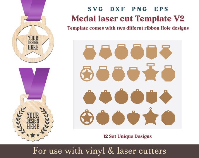 Medal Laser SVG, Blank Medal Laser Cut Template, Award Shape Pattern ...