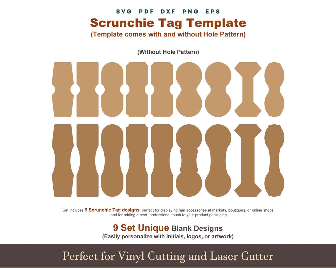 Scrunchie Tag Template Svg, Scrunchie Holder Display Cut File PDF SVG ...