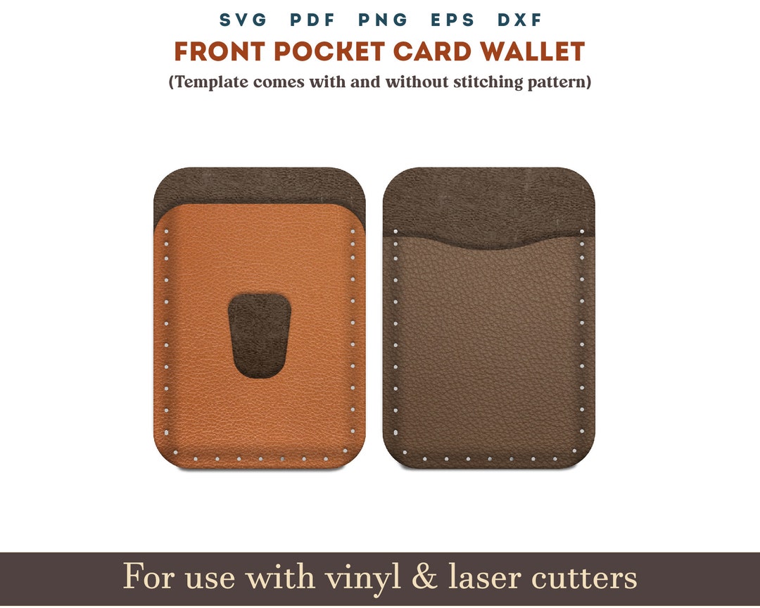 Leather Front Pocket Card Wallet Svg Template, PDF Leather Minimalist ...