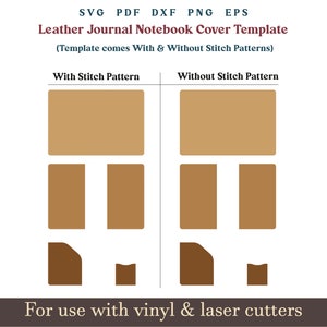 Leather Journal Cover Template SVG, A5 Leather Notebook Cover PDF ...