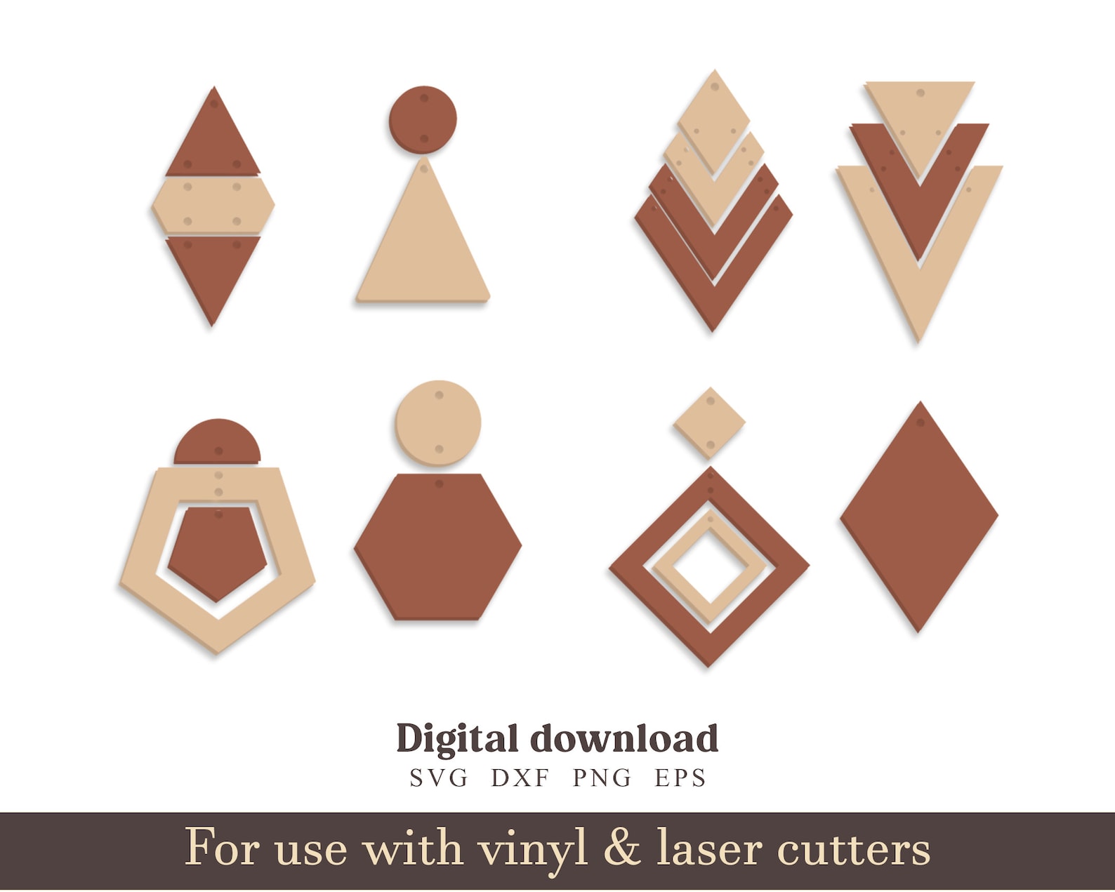 Compound Wooden Earrings Svg Bundle, Dxf, Eps, 52 Designs, Organic ...