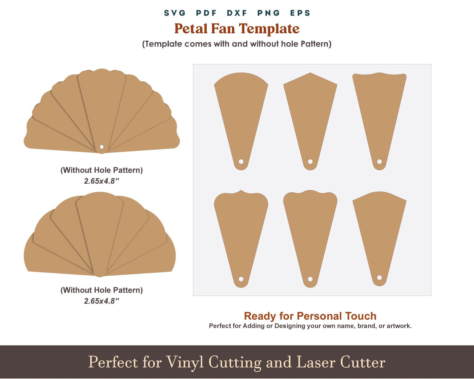 Petal Fan Template Svg, 6 Set Church Wedding Program Fan PDF Pattern ...