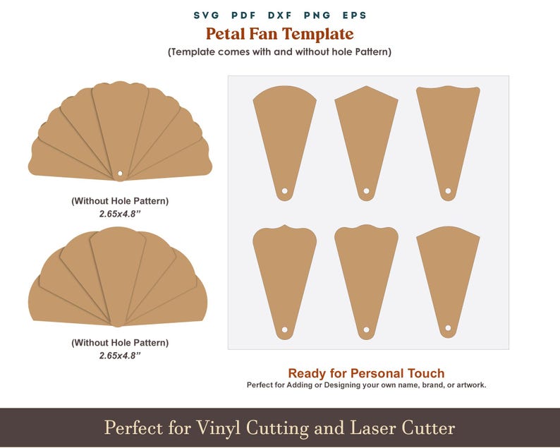 Petal Fan Template Svg, 6 Set Church Wedding Program Fan PDF Pattern ...