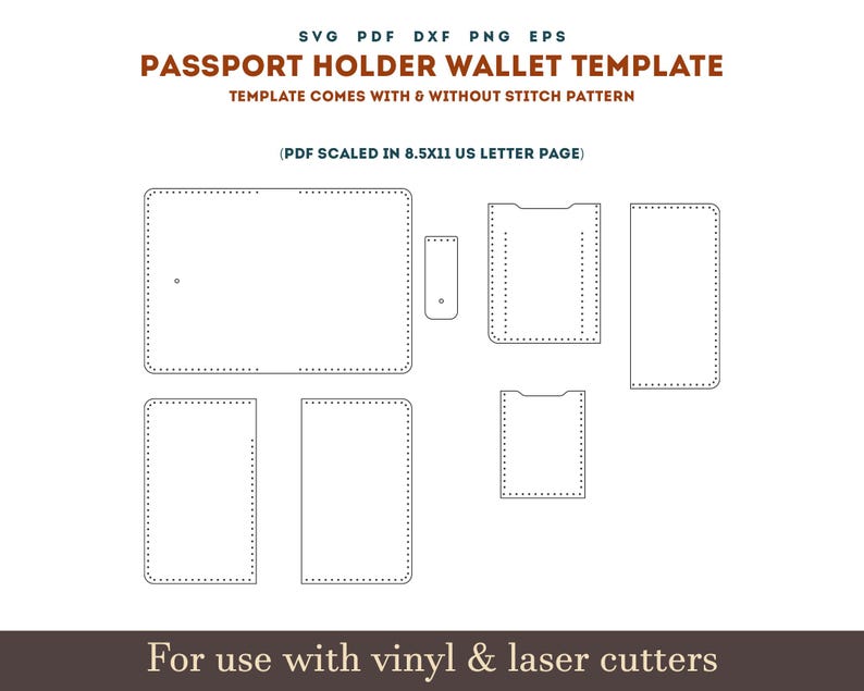 Leather Passport Holder SVG, Passport Cover PDF Wallet Pattern, Leather ...