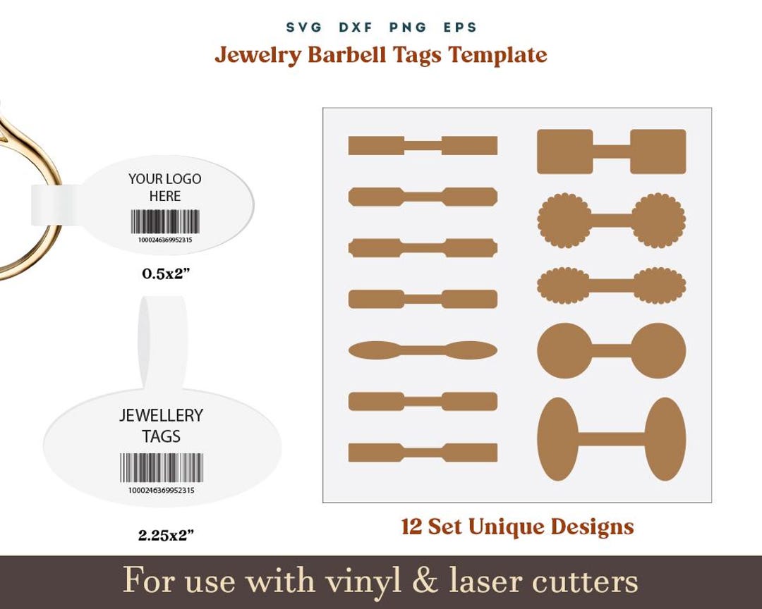 Jewelry Label Svg, Barbell Jewelry Tags Template Svg Dxf, Cable Labels ...