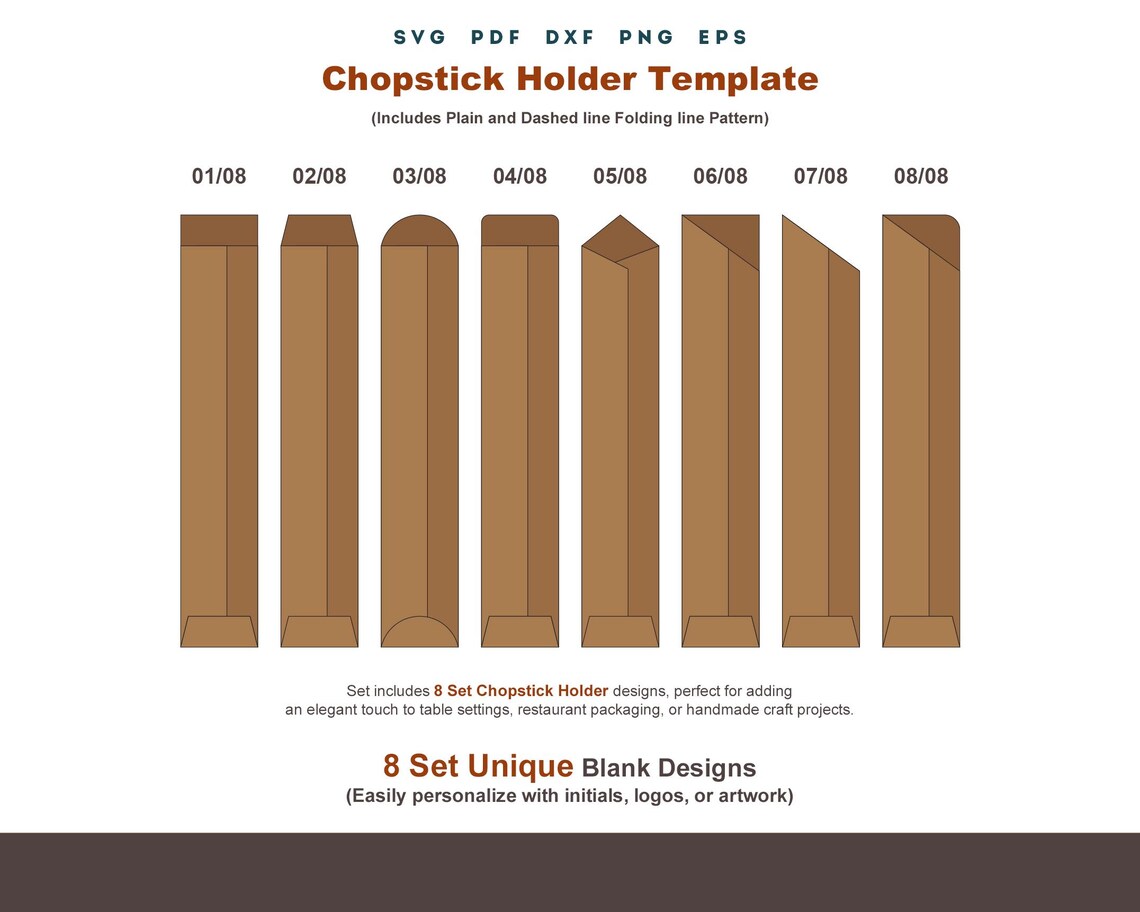 Chopsticks Sleeve Template Svg, Chopstick Holder SVG PDF Pattern ...