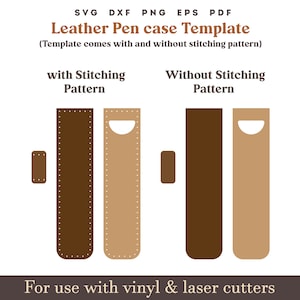 Leather Pen Case Pattern SVG PDF Minimalist Pen Holder Case With Sewing ...