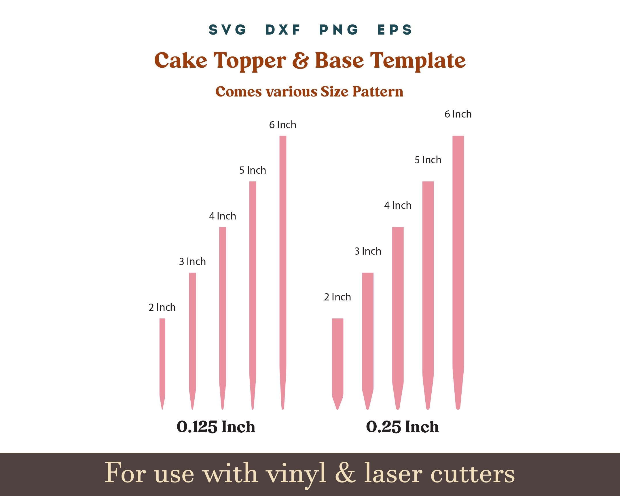 Cake Topper Template Svg, Cake Topper Base Svg, Cake Stick Svg, Happy ...