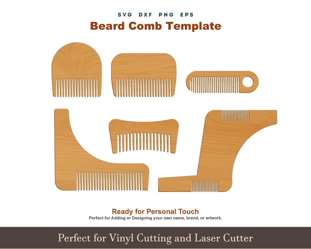 Beard Comb Template SVG, Wooden Grooming Comb Laser Cut File, CNC ...