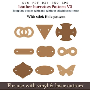 Leather Hair Barrette SVG PDF Pattern, Leather Hair Clip Leather ...