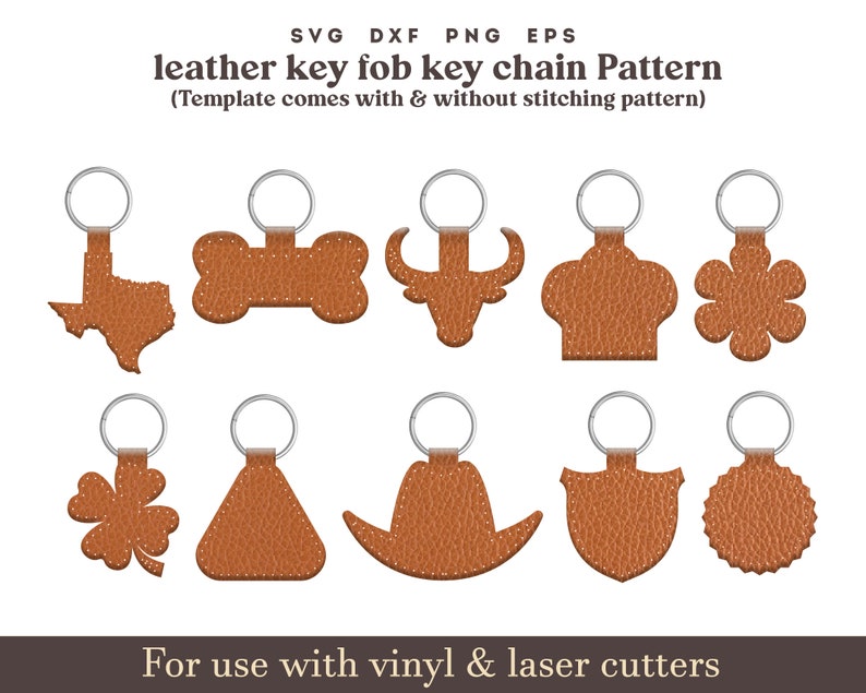Leather Keychain Key Fob Cut Pattern SVG Custom Leather - Etsy
