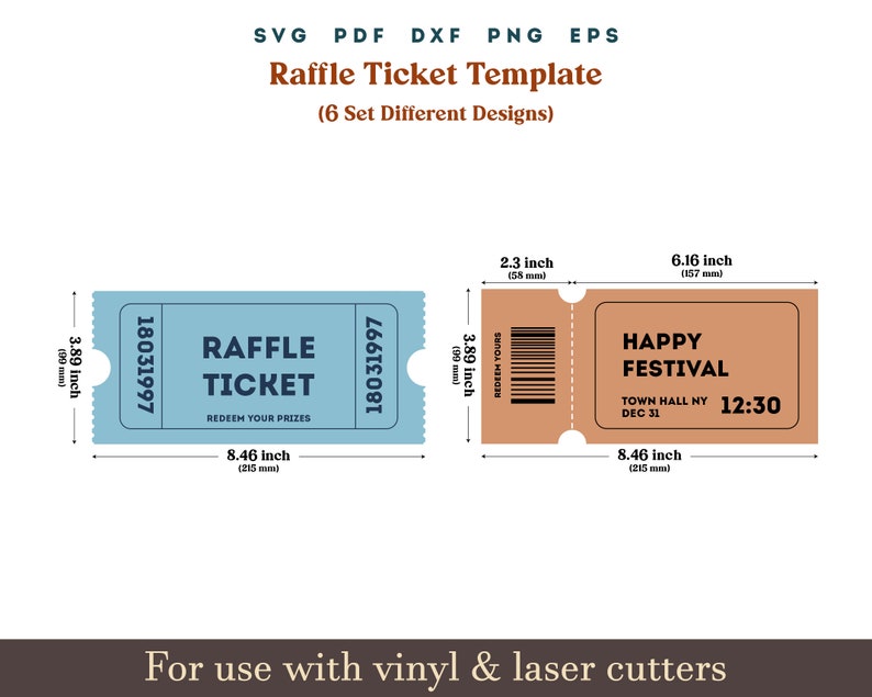 Raffle Ticket Svg, Raffle Ticket PNG PDF Template, Retro Ticket SVG Png ...