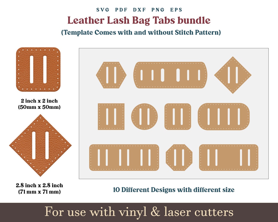 Lash Tab Template Svg, Leather Backpack Lash Tab Patch SVG PDF Pattern ...