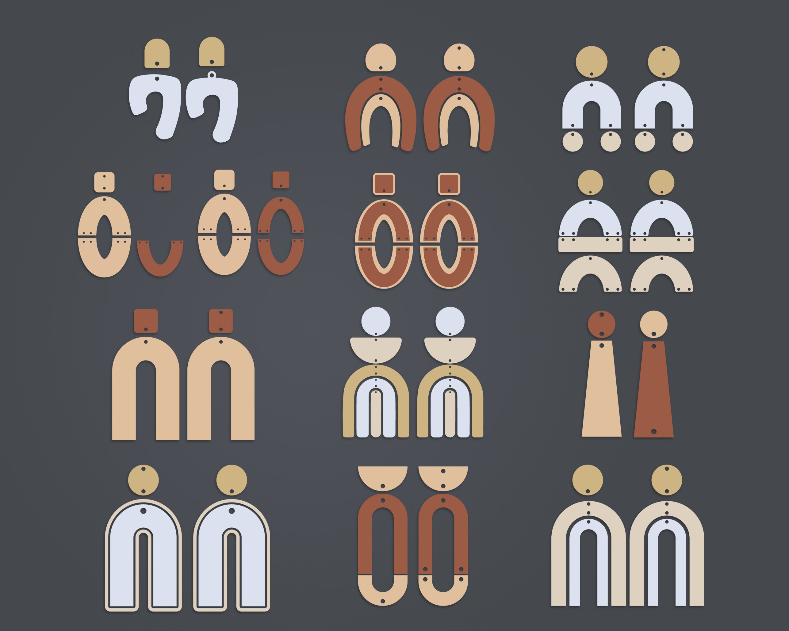 Unique Earrings Bundle SVG Earring Svg Wooden Earrings Svg - Etsy