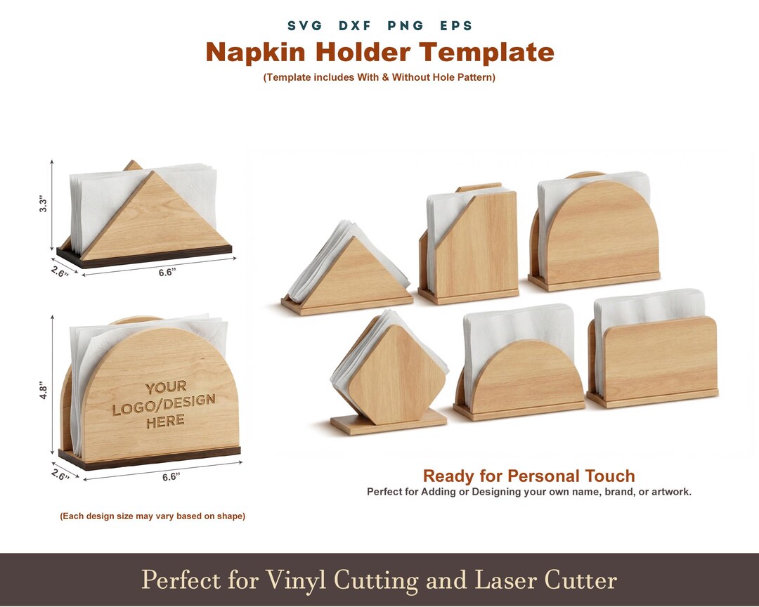 Laser Cut Napkin Holder SVG Template, Wooden Table Napkin Stand for ...