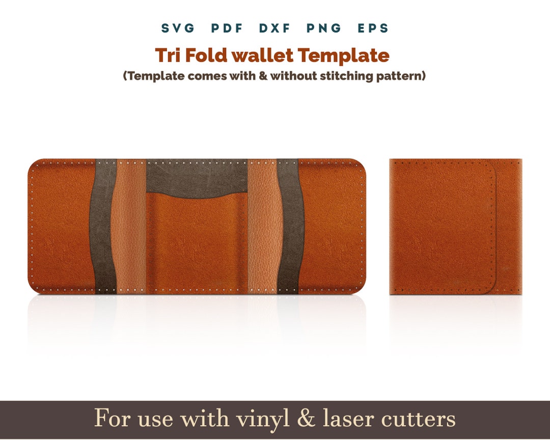 Leather Wallet SVG Template, Tri Fold Wallet Svg Pdf Pattern With ...