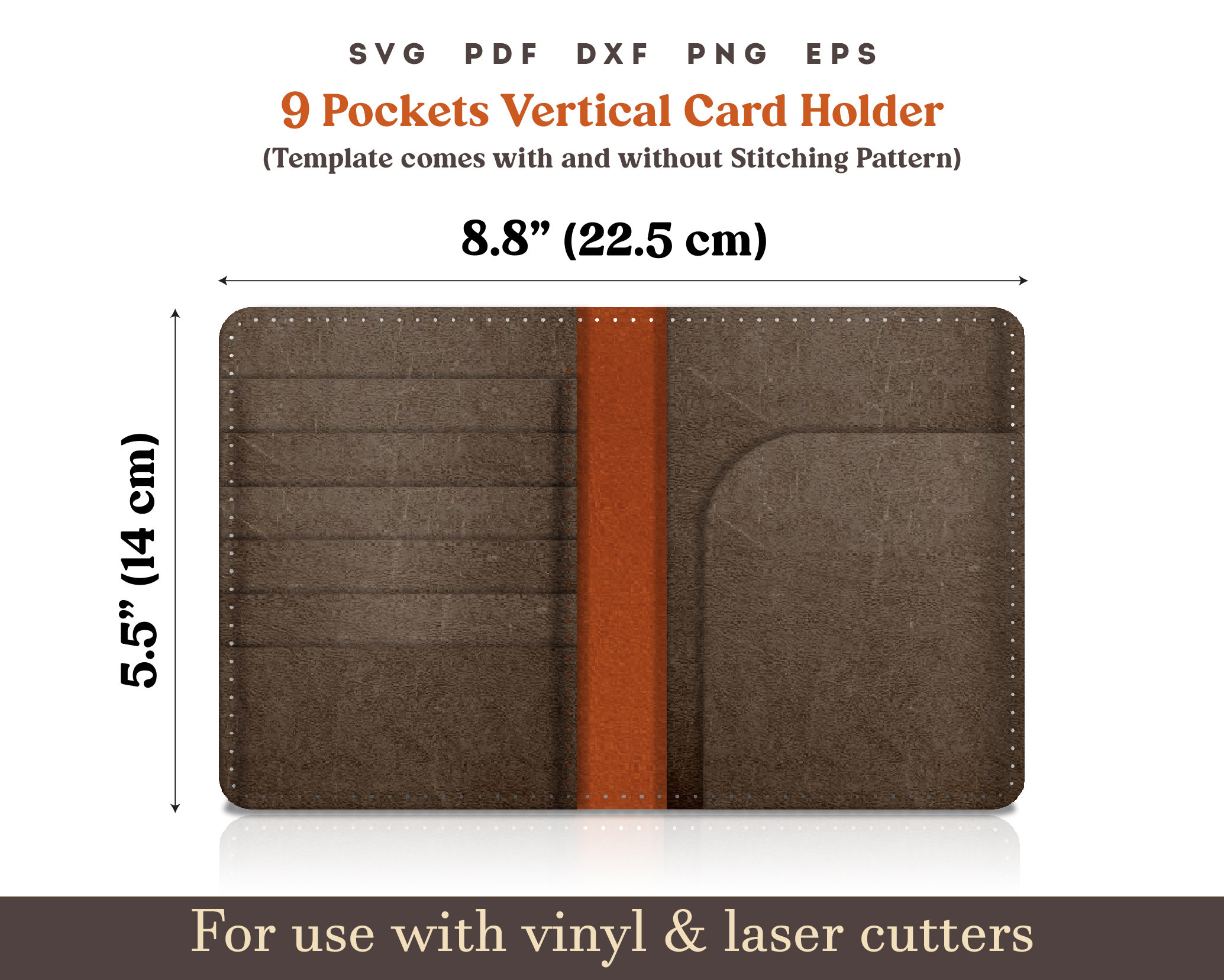 Leather Wallet SVG Vertical 9 Pocket Bifold Leather Card - Etsy