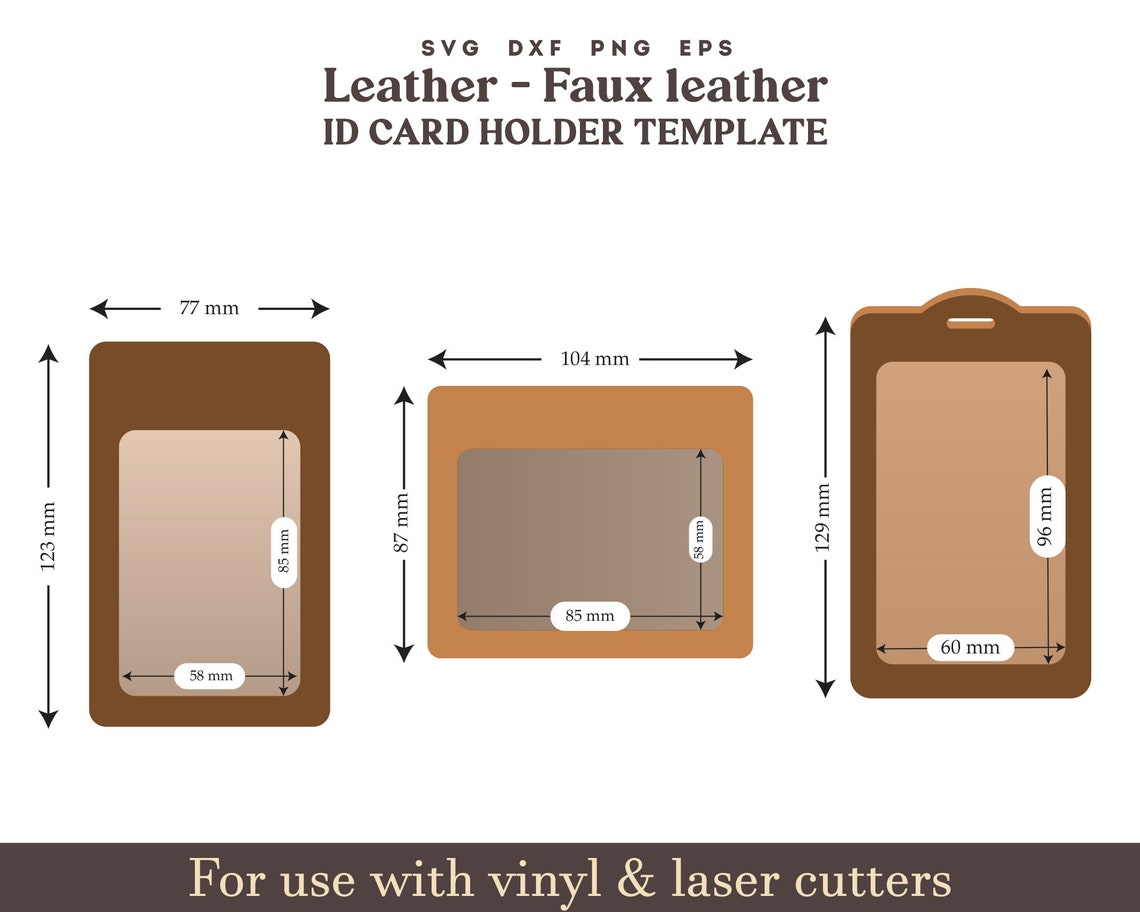 ID Card Cover SVG Leather Card Holder Template Faux Leather - Etsy