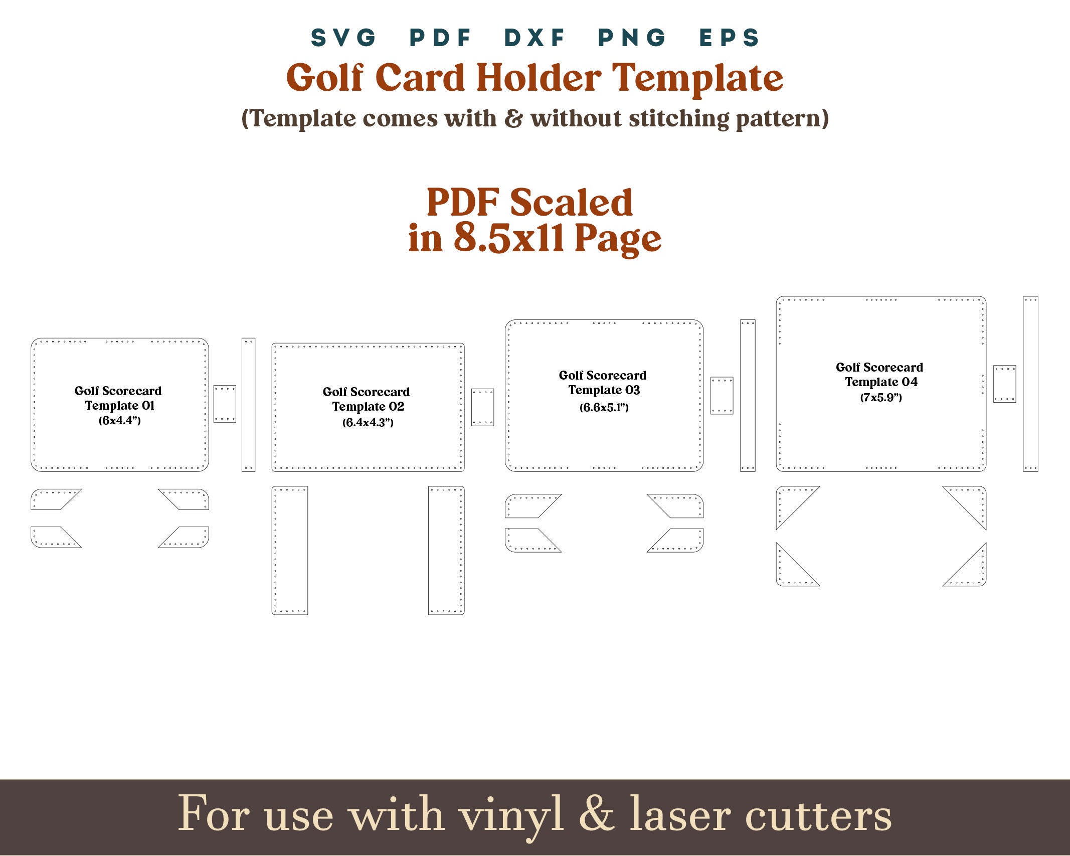 Golf Scorecard Holder SVG Template, 4 Size Golf Scorebook Cover PDF SVG ...