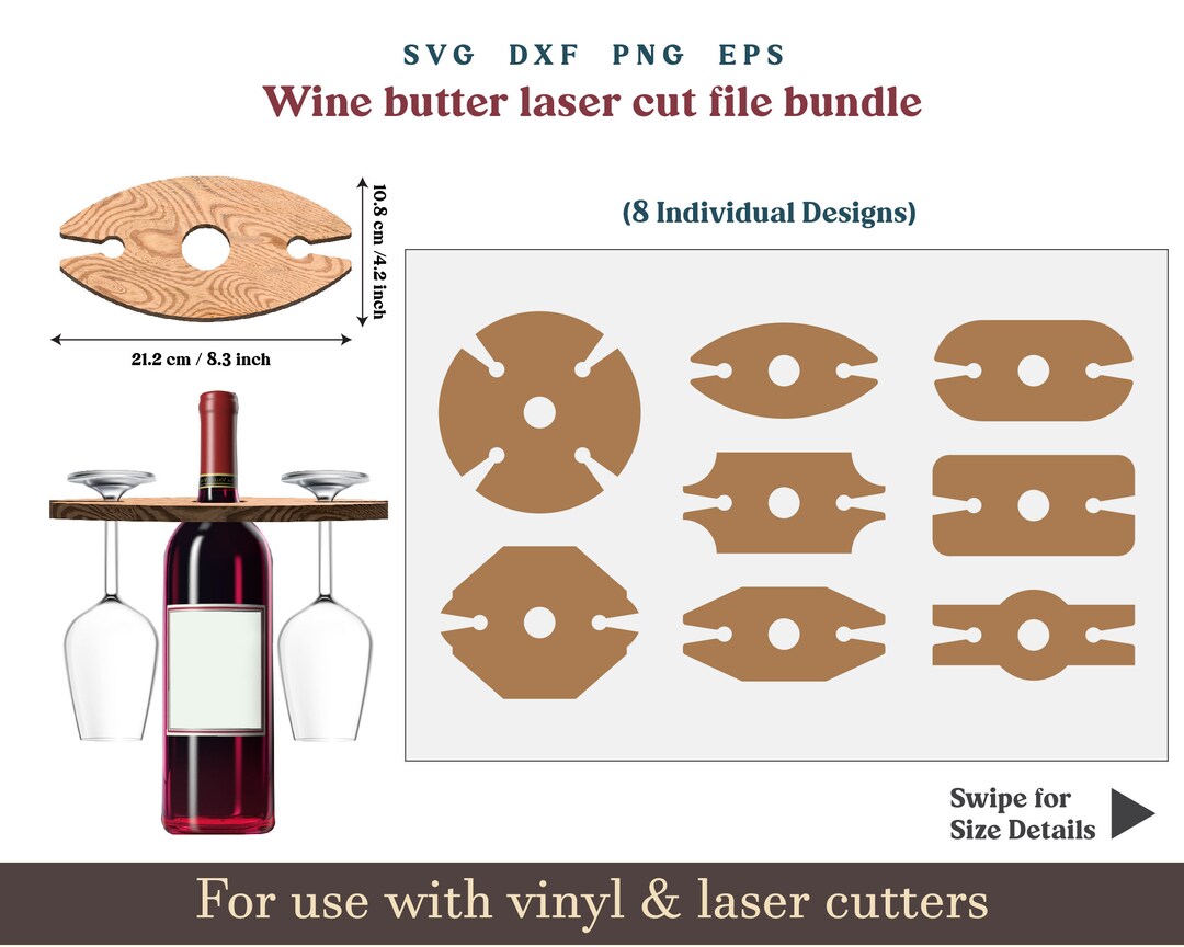 Wine Butler Svg Laser Cut File Bundle, Wine Glass Holder Svg, Wine ...