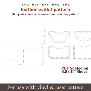 Leather Wallet Cut File Template SVG 4 Pocket Bifold PDF Wallet Pattern ...