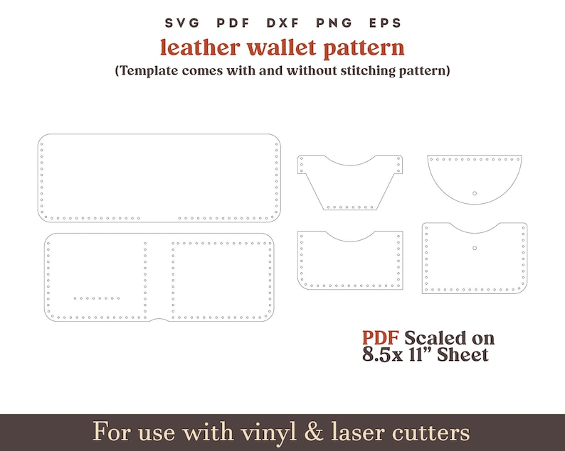 Leather Wallet Cut File Template SVG 4 Pocket Bifold PDF - Etsy