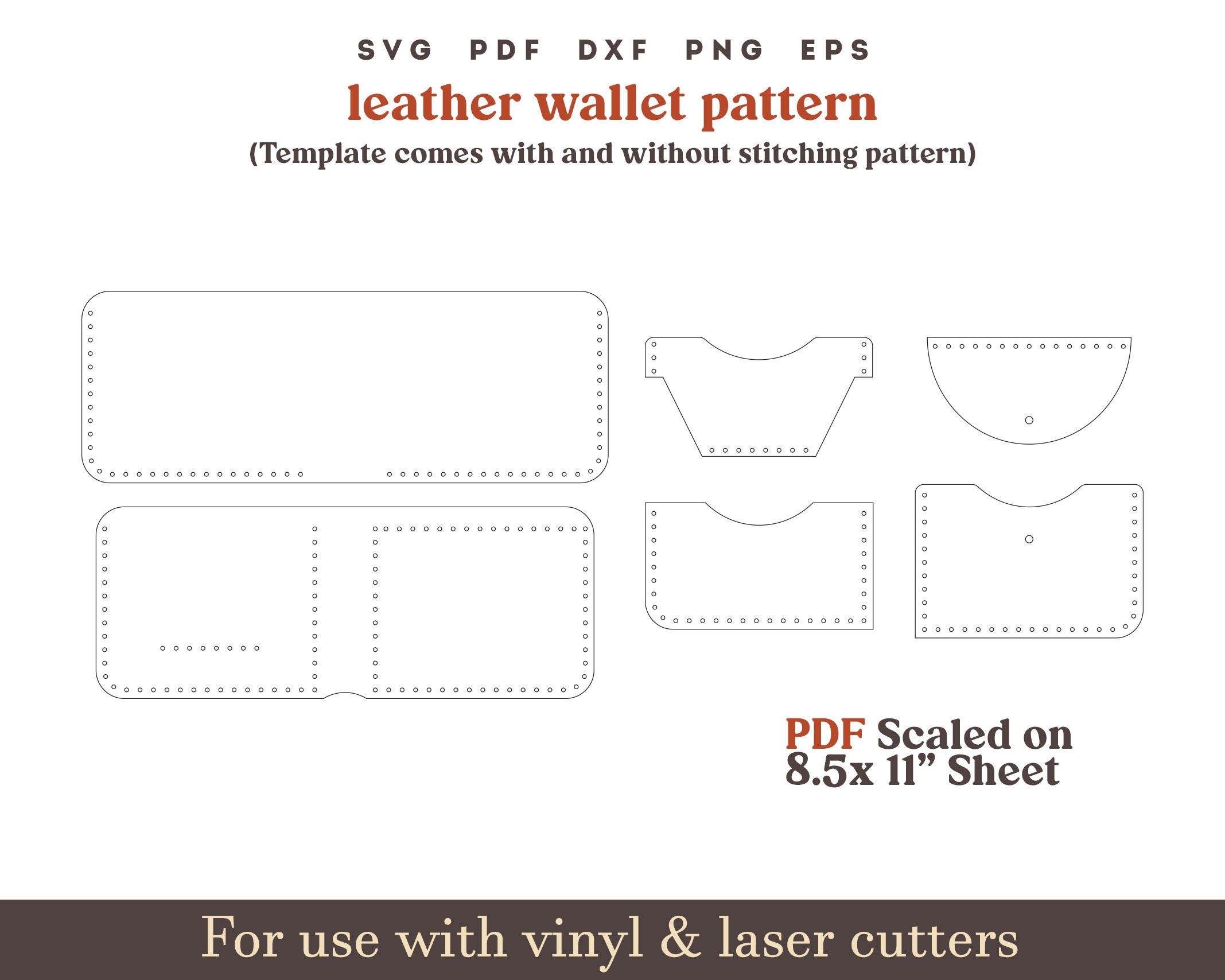 Leather Wallet Cut File Template SVG 4 Pocket Bifold PDF - Etsy Canada