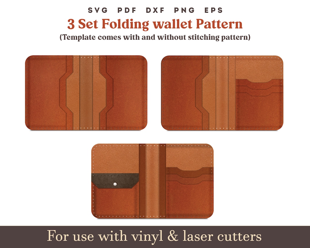 Leather Card Wallet SVG Template, PDF Bi-fold Wallet Pattern With ...
