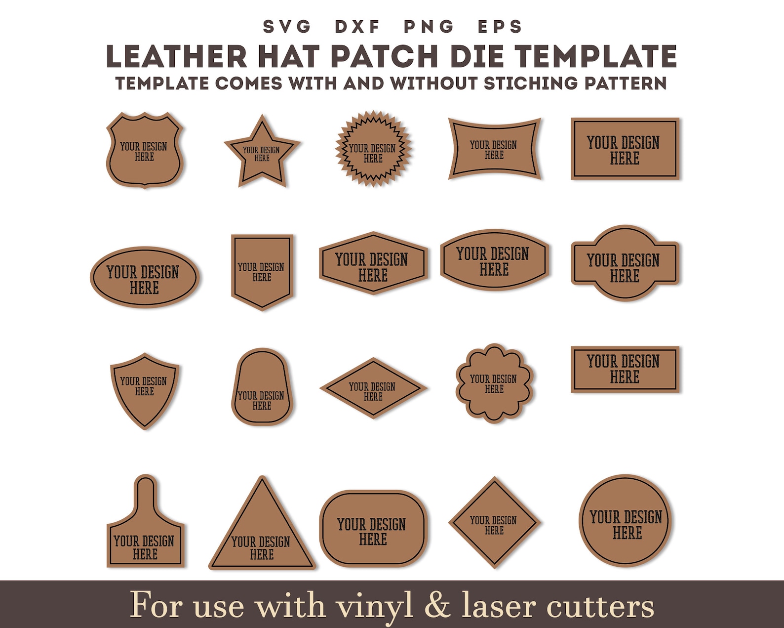 Leather Patch Svg, 20 Set Leather Hat Patches Svg, Leather Shape Svg ...