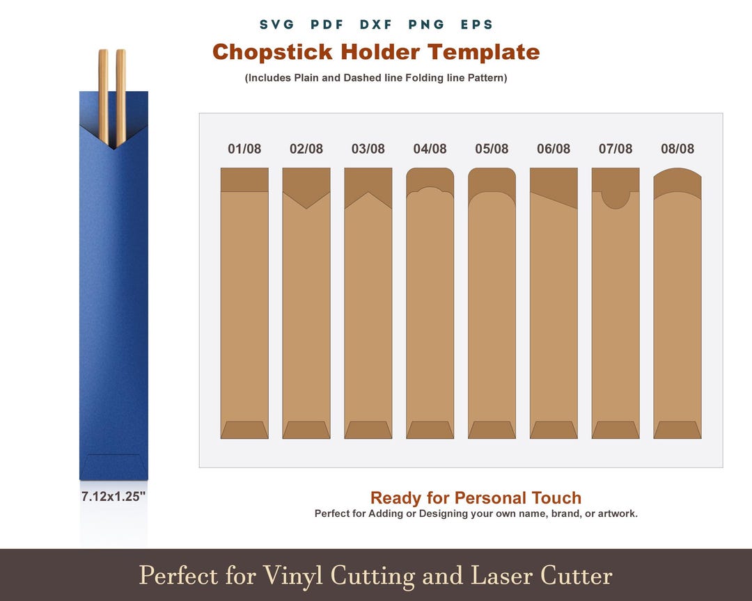 Chopstick Holder Template SVG, Chopsticks Sleeve, PDF Pattern ...