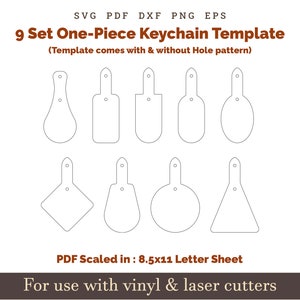 Leather Keychain Svg Template, One Piece Leather Keychain SVG PDF ...