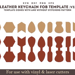 Leather Keychain Key Fob Template SVG, Leather Keychain Pattern With ...
