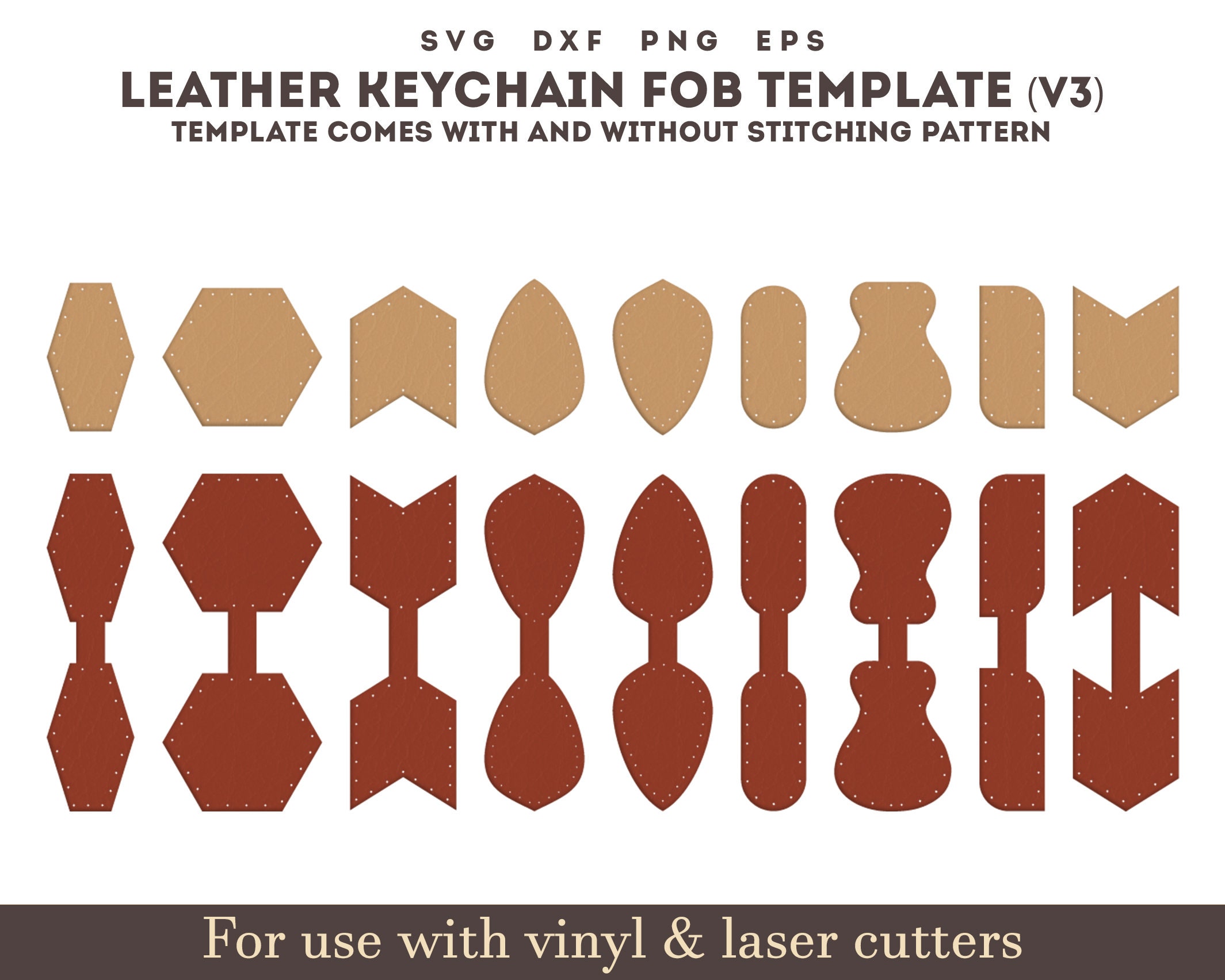 Leather Keychain Key Fob Template SVG Leather Keychain - Etsy