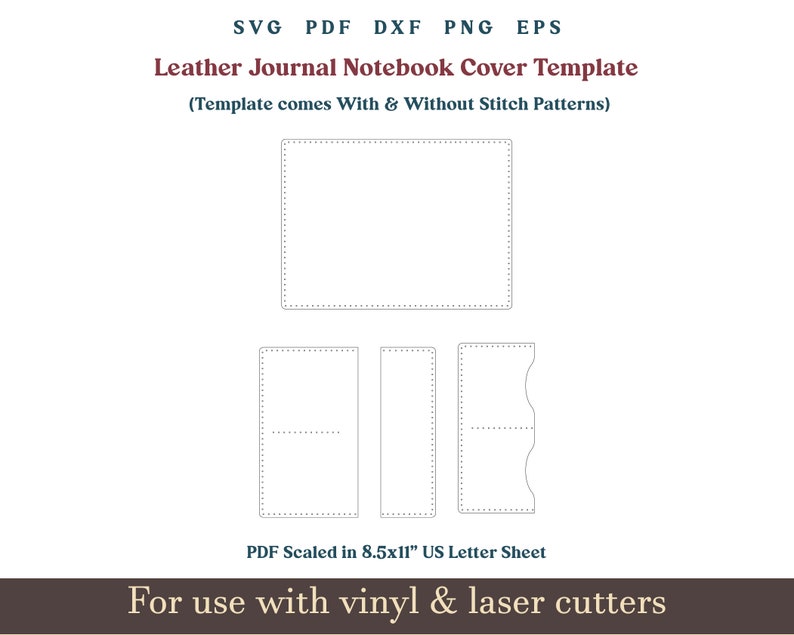 Leather Journal Cover Template SVG, Leather Notebook Cover PDF Pattern ...