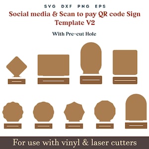 Social Media Sign Svg, 9 Set Scan to Pay Sign SVG Template, QR Code ...