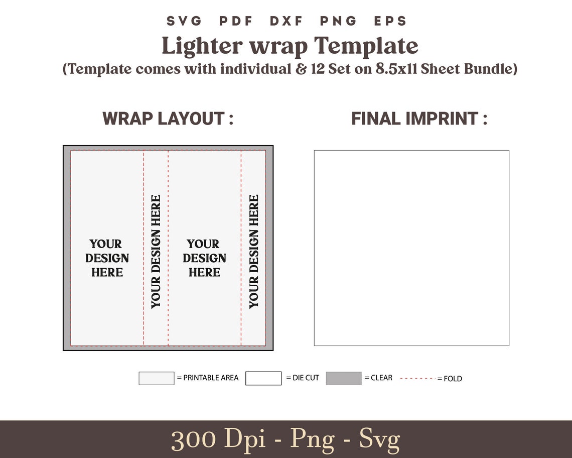 Lighter Wrap Template, 300 Dpi Lighter Wrapper PNG PDF, Bic Lighter ...