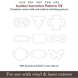 Leather Hair Barrette SVG PDF Pattern, Leather Hair Clip Leather ...