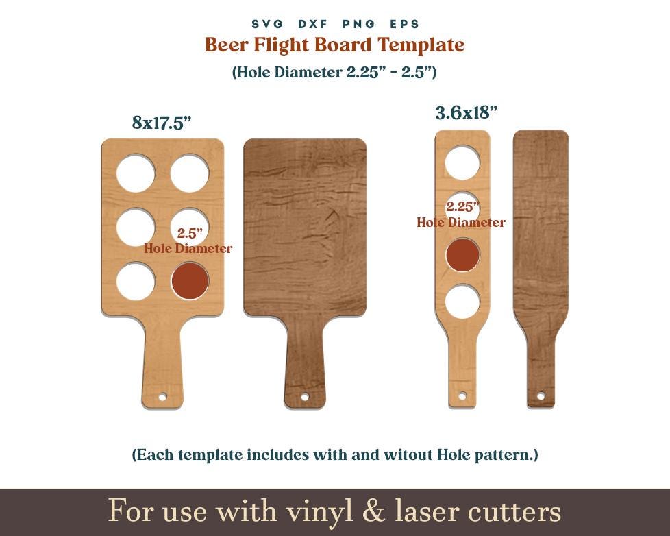 Beer Flight Svg, Wooden Beer Flight Paddle Laser Cut Template, CNC ...