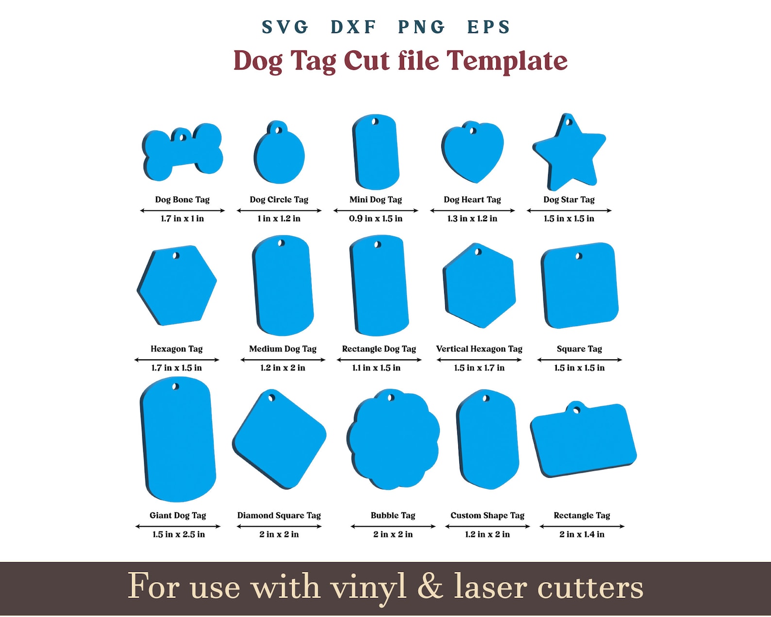 Dog Tag Template SVG, Dog ID Tag SVG, Pet Id Tags, Glowforge Laser Cut ...