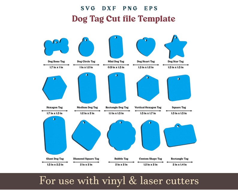 Dog Tag Template SVG, Dog ID Tag SVG, Pet Id Tags, Glowforge Laser Cut ...