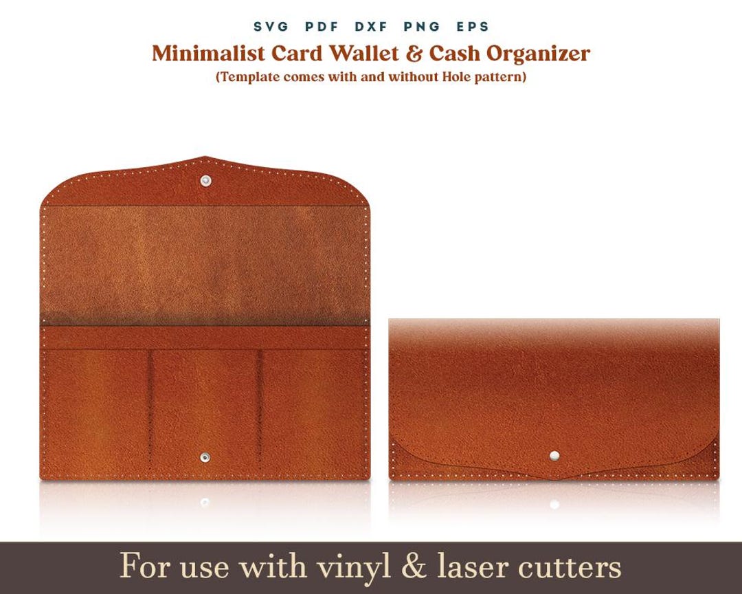Classic Fold Leather Wallet Svg Template, Vintage Snap Purse Cash ...
