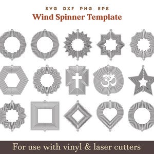 Wind Spinner SVG Template, 15 Set Wind Spinner Frame Bundle DXF, Wind ...